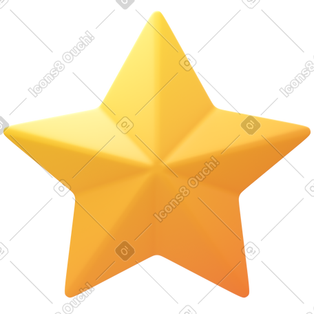 3D Yellow five pointed star PNG, SVG