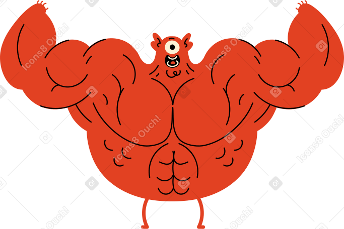 Red jock character with huge muscles Illustration in PNG, SVG