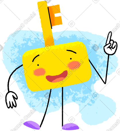 Smiling key pointing up its finger PNG, SVG