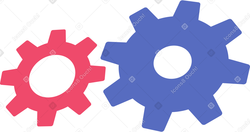 Two gears Illustration in PNG, SVG