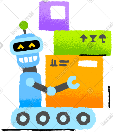 Autonomous smiling robot delivering packages PNG, SVG