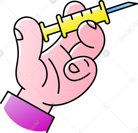 Hand with syringe Illustration in PNG, SVG