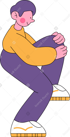 Sitting man hugging his legs Illustration in PNG, SVG