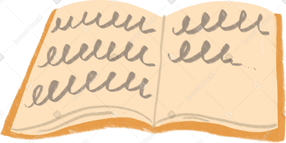 Open notepad with text Illustration in PNG, SVG