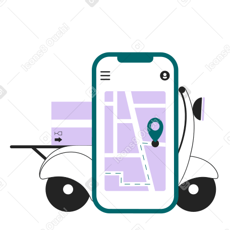 Delivery with gps navigation Illustration in PNG, SVG
