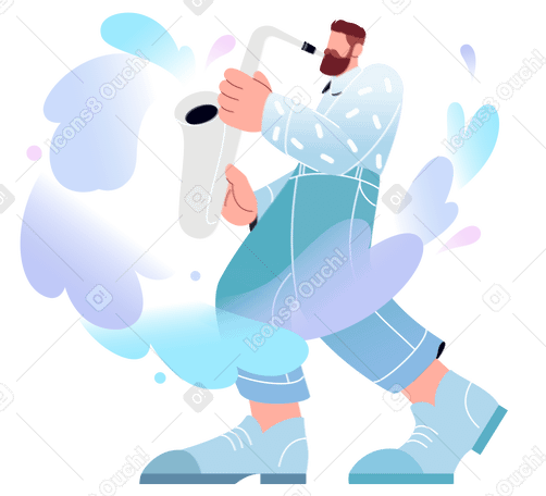 Male musician performing live music Illustration in PNG, SVG Male musician performing live music Illustration in PNG, SVG