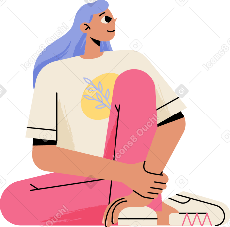Sitting girl Illustration in PNG, SVG