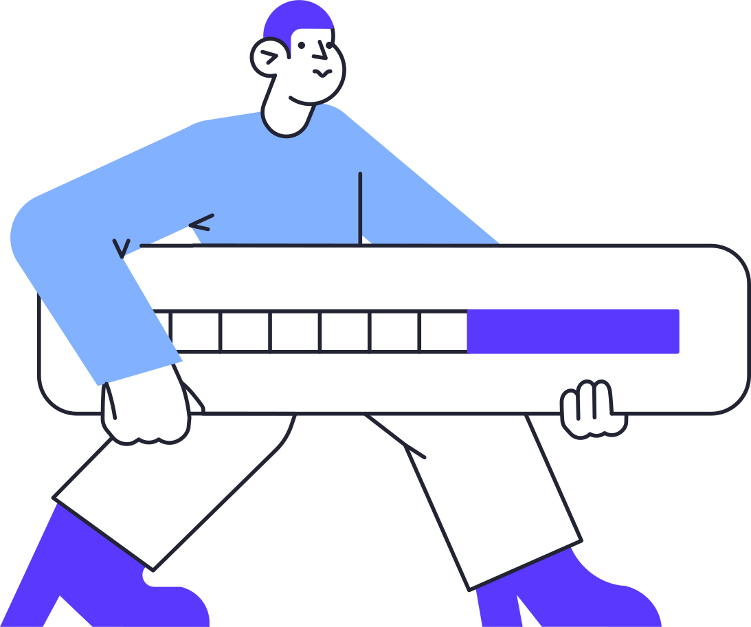 Man with progress bar Illustration in PNG, SVG