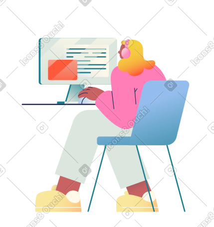 Woman is working at a computer PNG, SVG