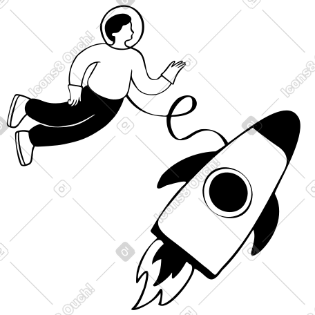 Person on a rocket in space animated illustration in GIF, Lottie (JSON), AE
