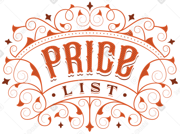 Lettering price list in victorian style Illustration in PNG, SVG