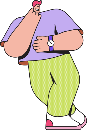 Man looking at watch Illustration in PNG, SVG