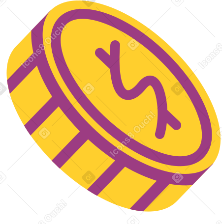 Yellow coin dollar Illustration in PNG, SVG