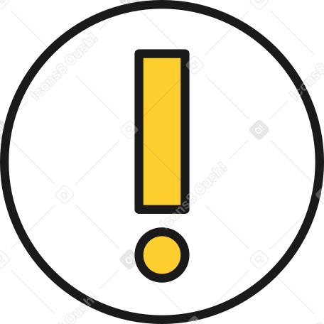 Yellow exclamation point in a white circle Illustration in PNG, SVG