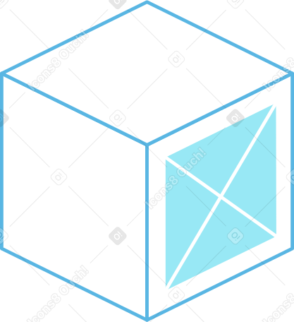 Cube line frame icon Illustration in PNG, SVG