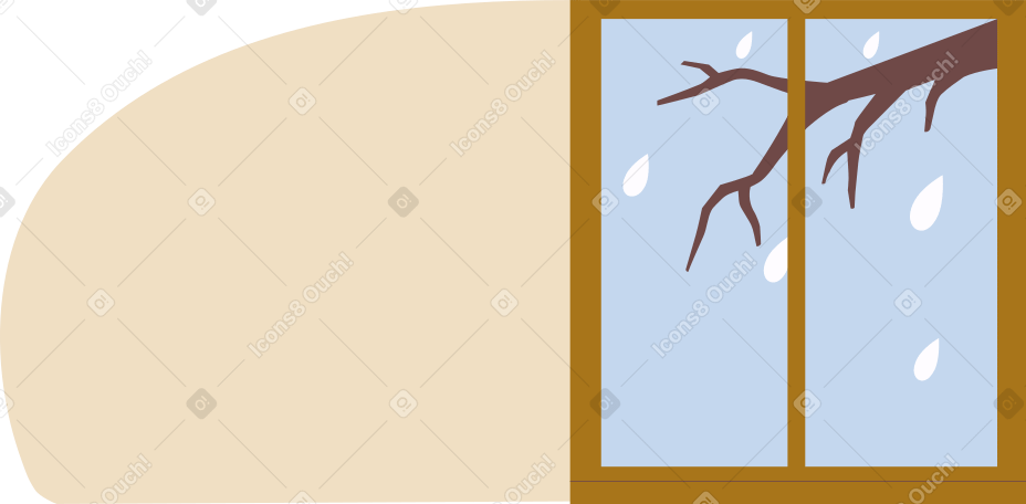 Rain outside the window Illustration in PNG, SVG