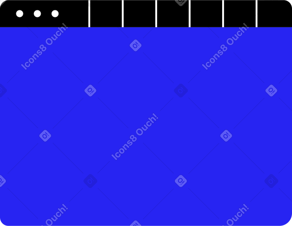 Blue browser with six tabs Illustration in PNG, SVG