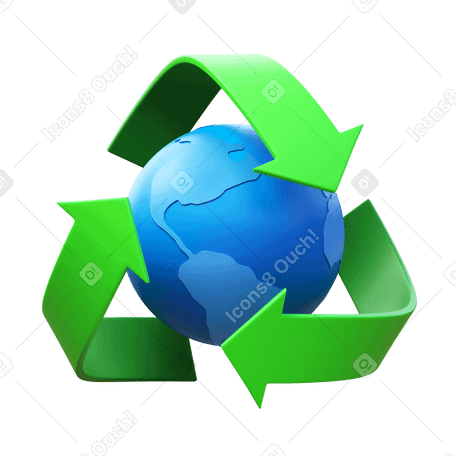 3D recycling earth Illustration in PNG, SVG