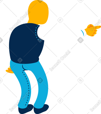 Old man pointing back PNG, SVG