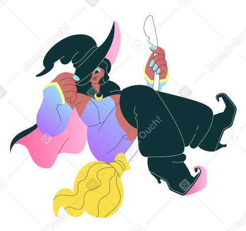 Flying witch Illustration in PNG, SVG