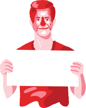 Man with a sign Illustration in PNG, SVG