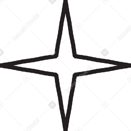 White four pointed star Illustration in PNG, SVG