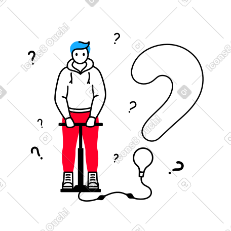 Man with a question hanging in the air PNG, SVG