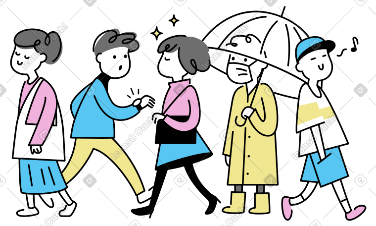 Crowd of people walking outside animated illustration in GIF, Lottie ...