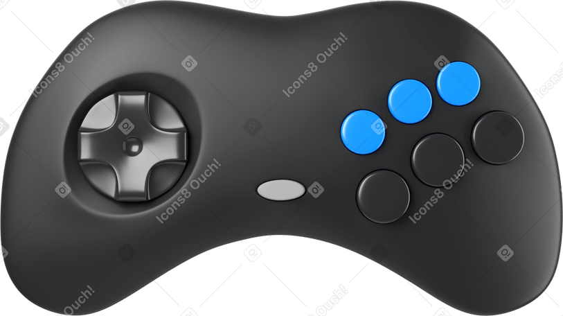 3D black old game controller front view Illustration in PNG, SVG