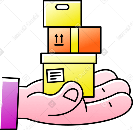 Hand with boxes Illustration in PNG, SVG