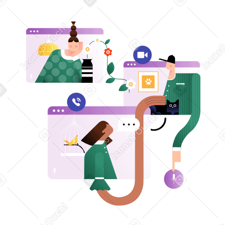 People chatting on zoom meeting Illustration in PNG, SVG