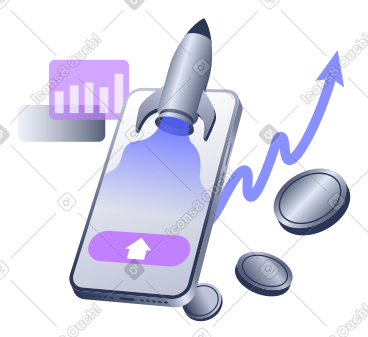 Running successful startup from smartphone animated illustration in GIF ...