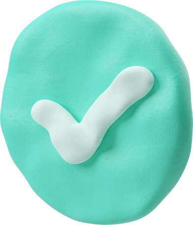 Three-quarter view of a blue green check mark Illustration in PNG, SVG