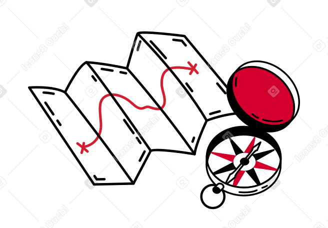 Map with compass PNG, SVG