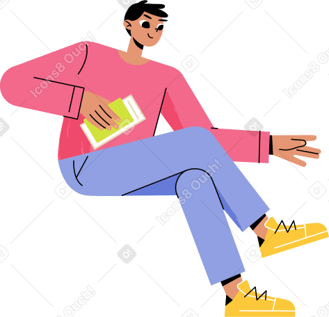 Man is sitting leaning forward Illustration in PNG, SVG