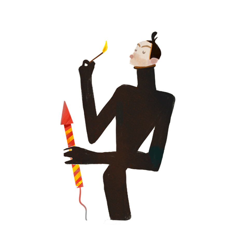 Man launching fireworks Illustration in PNG, SVG