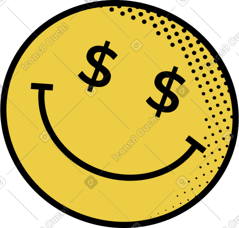 Emoji dollars face PNG, SVG