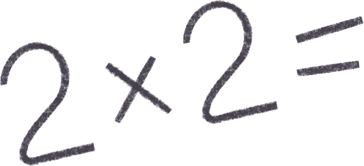 Mathematical equation for multiplying two by two with an equals sign ...