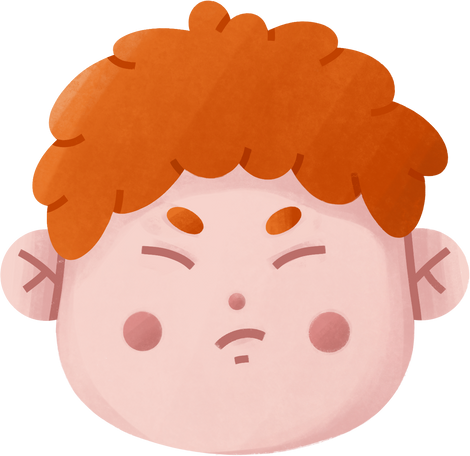 Disgruntled ginger boy Illustration in PNG, SVG
