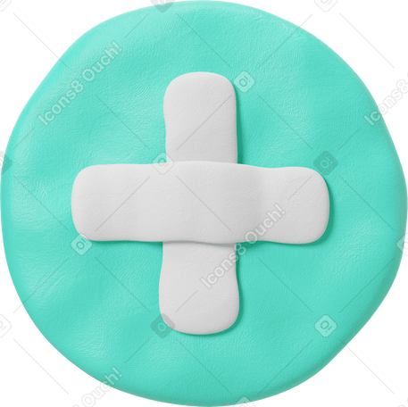 3D Round green blue plus button Illustration in PNG, SVG