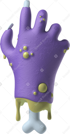 3D Back of a severed purple zombie hand Illustration in PNG, SVG