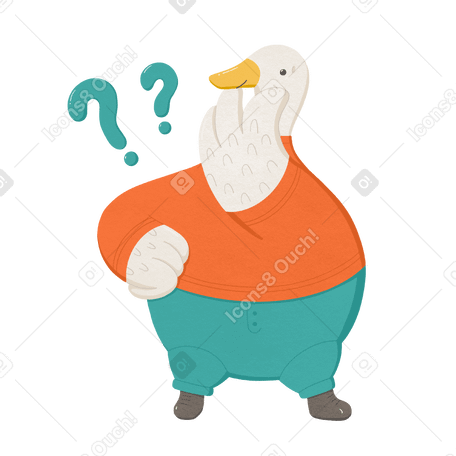 Goose thought about the questions that came to him Illustration in PNG, SVG