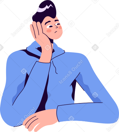 Thoughtful man looking into the distance Illustration in PNG, SVG