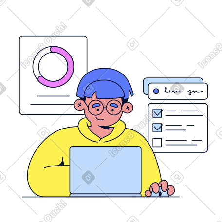 Productive man marking tasks as completed PNG, SVG