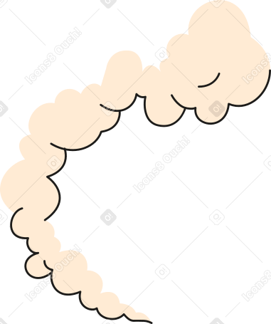 Vertical long beige cloud with black outline below Grafik als PNG, SVG