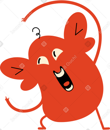 Red character with big ears Illustration in PNG, SVG