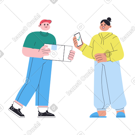 Woman receiving order by delivery PNG, SVG