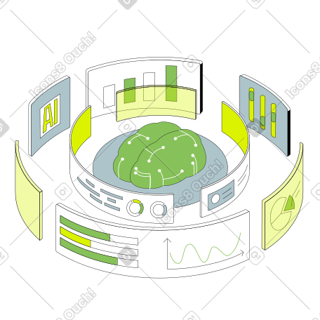 Artificial intelligence analyzes data PNG, SVG