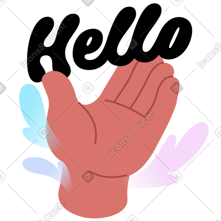 Lettering Hello with welcoming hand text PNG, SVG