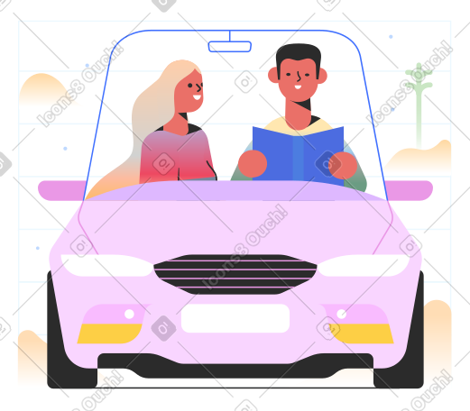 Man and woman in self-driving car animated illustration in GIF, Lottie ...